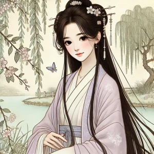 Beautiful Girl Inspired by the Book of Songs (Shijing) Illustration ...